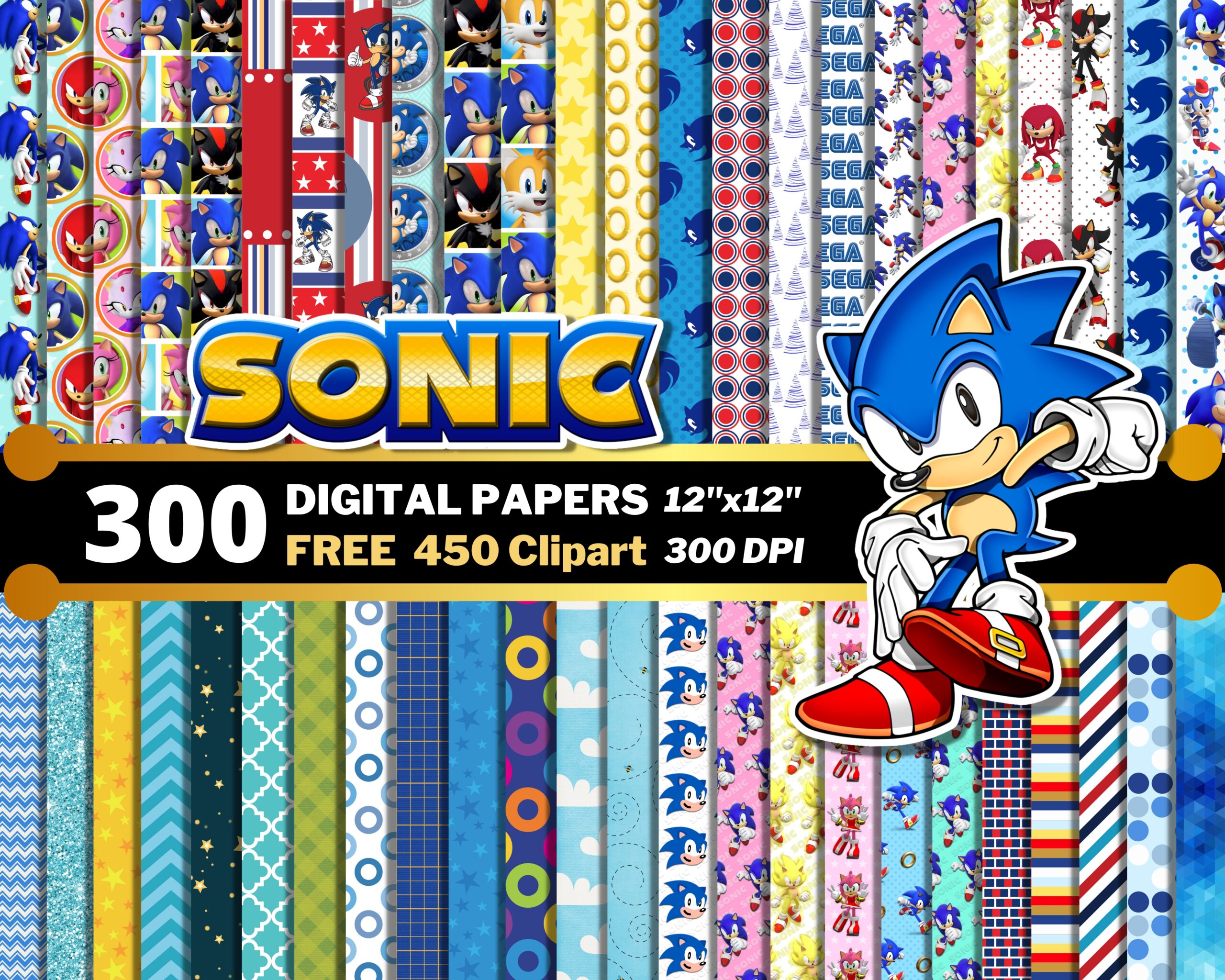 Sonic Digital Papers - CartoonPng