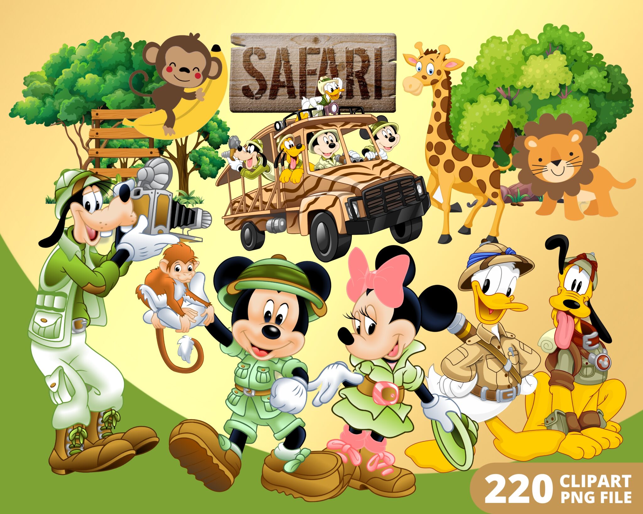 Mickey Safari Digital Papers – CartoonPng