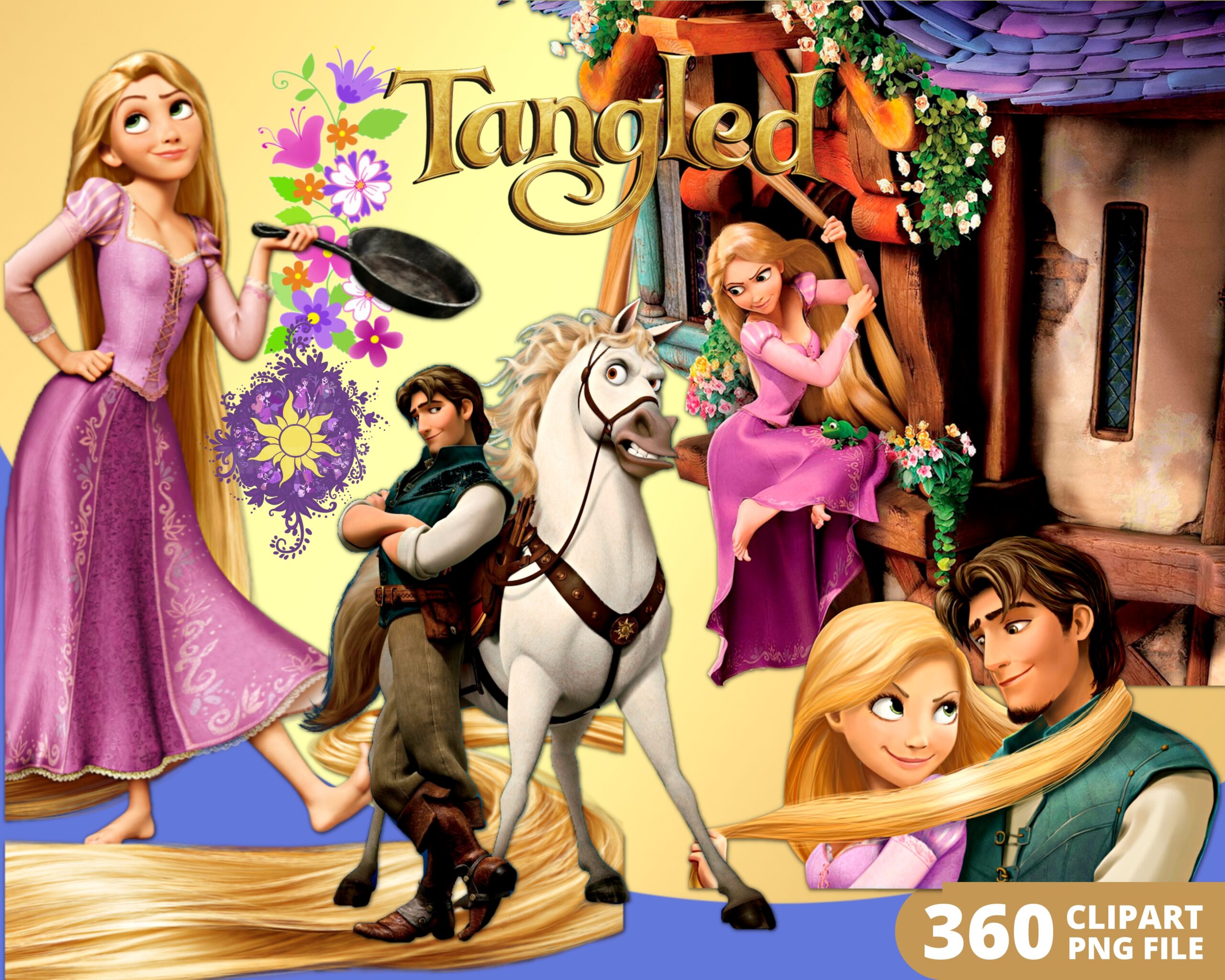 Tangled Digital Papers - CartoonPng